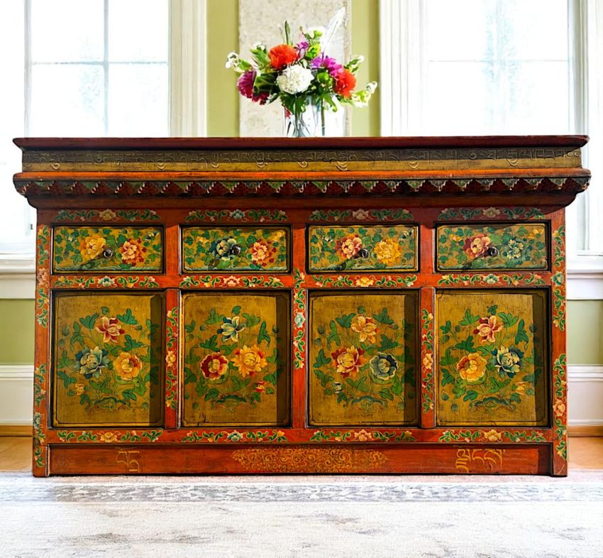 Tibetan Painted Sideboard, Dresser - Worldcraft Industries
