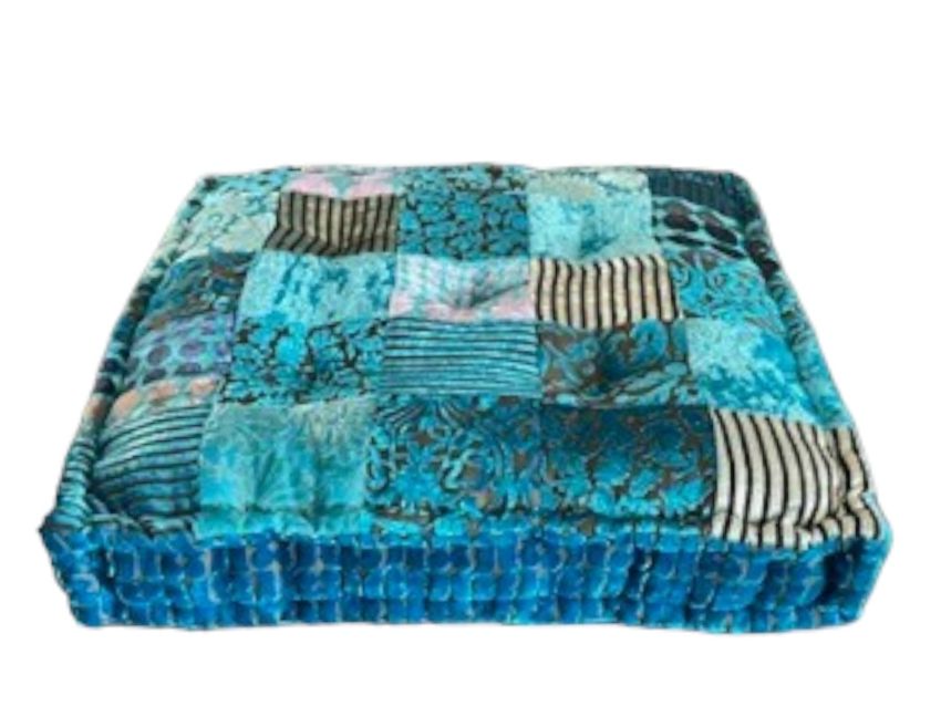 Patchwork Tall Cushions, Blue - Worldcraft Industries